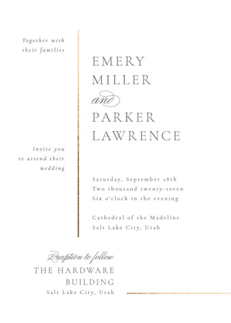 Margin Foil-Pressed Wedding Invitations by Robert and Stella | Minted