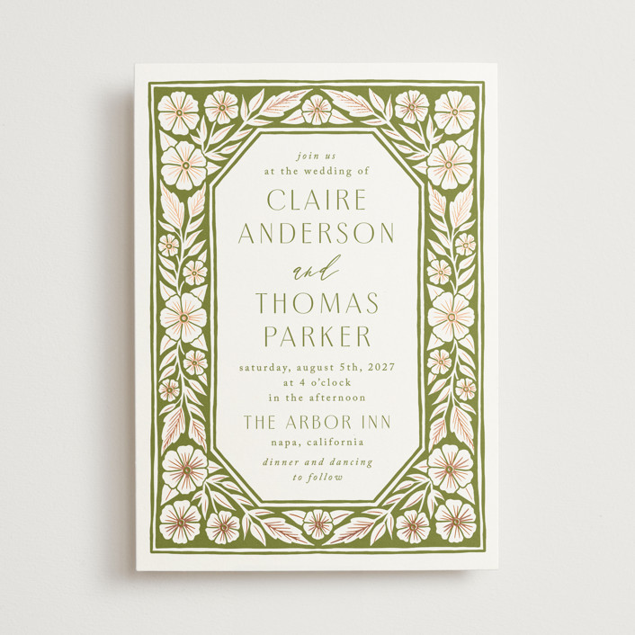 Inlay Frame Foil-Pressed Wedding Invitations by Katharine Watson | Minted
