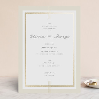 Three Classic Lines Foil-Pressed Wedding Invitatio... | Minted