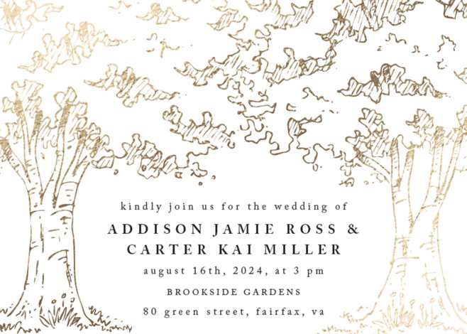 A Poem For The Trees Foil-Pressed Wedding Invitations by Qing Ji | Minted