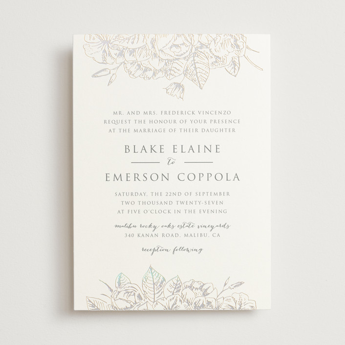 Gilded Wildflowers Gloss-Press® Wedding Invitations by Rochelle Renee ...