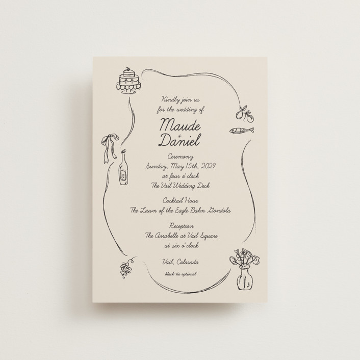 Sketchbook Love Petite Wedding Invitations by Aviva Atri | Minted