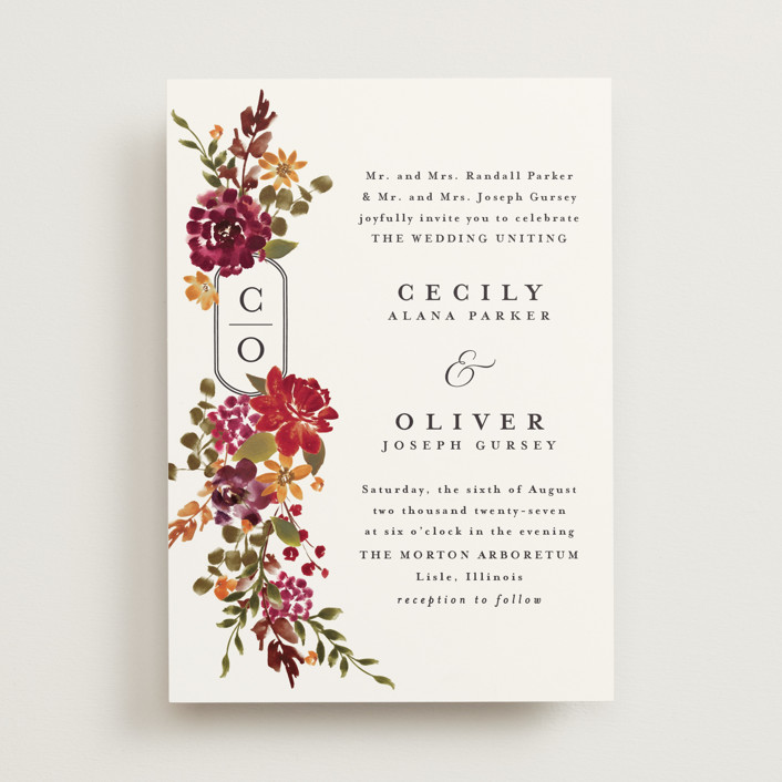 Garland Monogram Wedding Invitations by Angela Marzuki | Minted