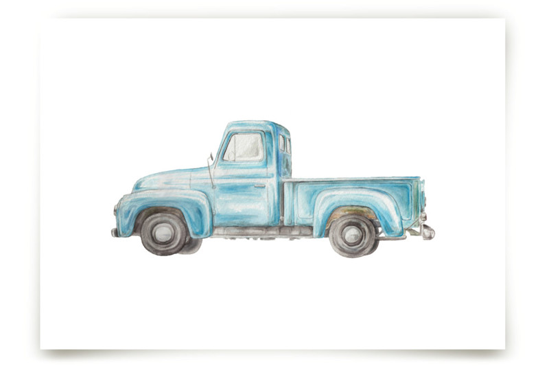 Vintage Turquoise Pickup Truck Children's Art Prints by Lauren Rogoff ...