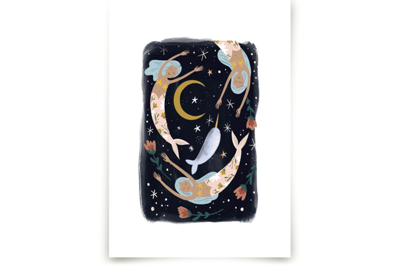Midnight Mermaids Children's Art Prints by Hannah Williams | Minted