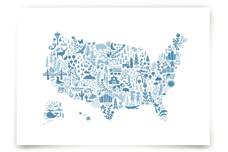 Little Big United States Map Children's Art Prints by Jessie Steury ...