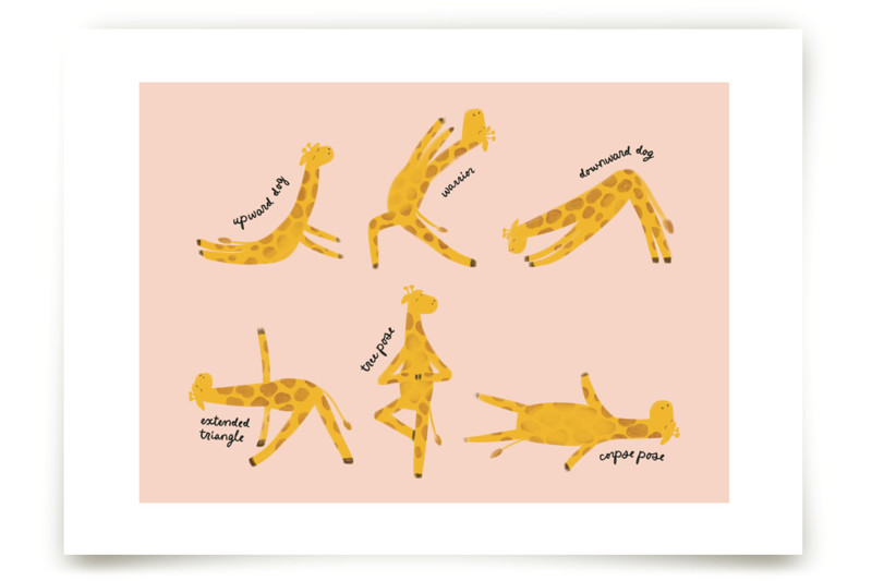 Giraffe Exercises Children's Art Prints by Jenna Holcomb | Minted