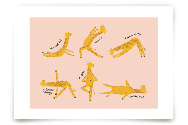Giraffe Exercises Children's Art Prints by Jenna Holcomb | Minted