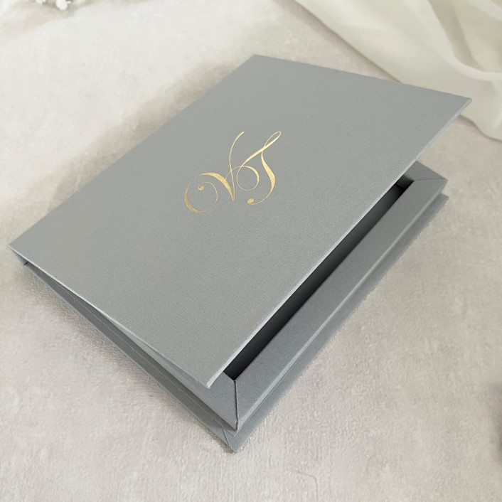 Custom Gold Foil Initials Linen Keepsake Box for 5x7 Invitation ...
