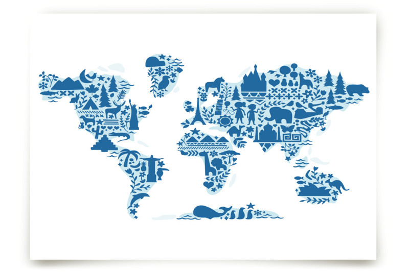 Little Big World Map Children's and Nursery Wall Mural by Jessie Steury ...