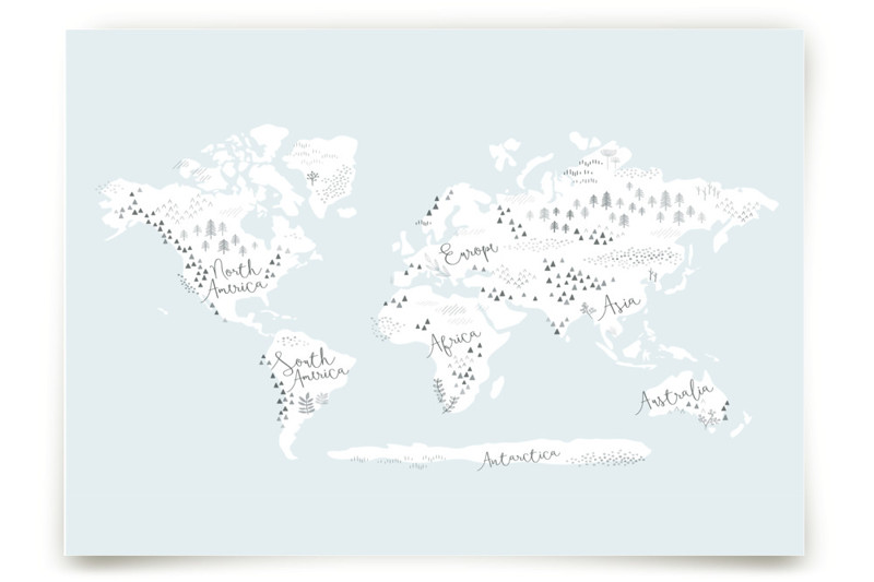 Beautiful World Map Children's and Nursery Wall Mural by Jessie Steury ...
