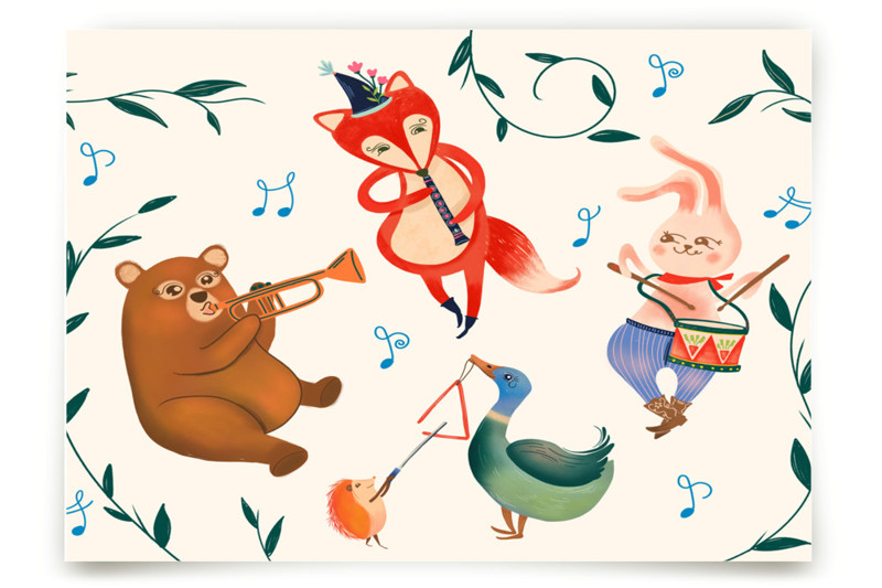 Party Animal Children's and Nursery Wall Mural by Vivian Yiwing | Minted