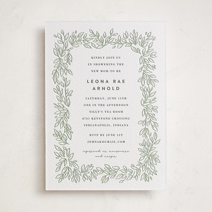 Lovely Leaves Letterpress Baby Shower Invitations by Jessie Steury | Minted