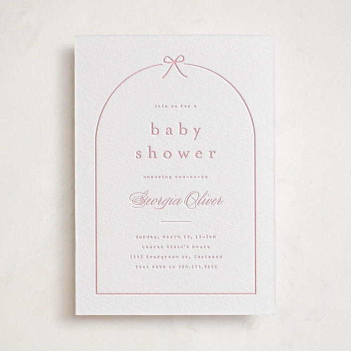 Arching Bow Letterpress Baby Shower Invitations by Carolyn MacLaren ...