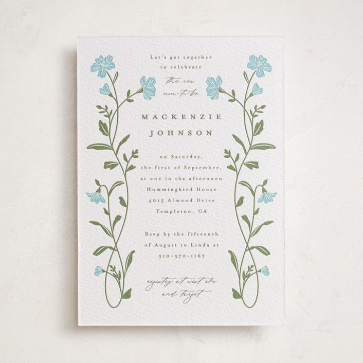 Mirror Floral Letterpress Baby Shower Invitations by Everett Paper ...