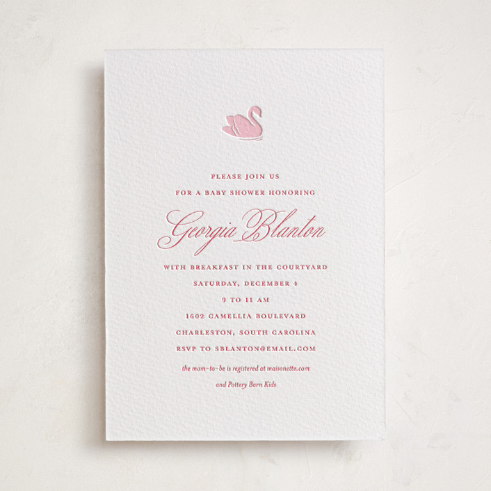 Swan Shower Letterpress Baby Shower Invitations by Megan Davis | Minted