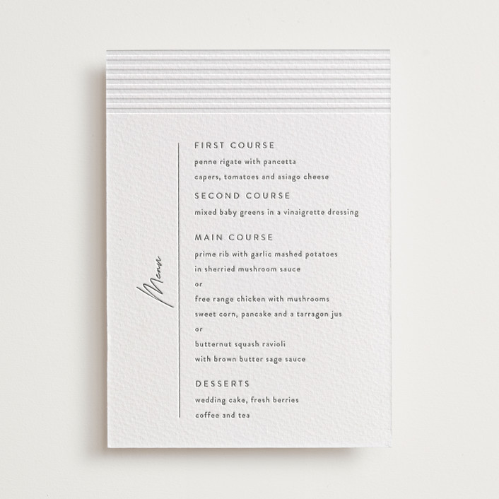 Art Deco Letterpress Menu by Shannon Chen of Four Wet Feet Studio | Minted