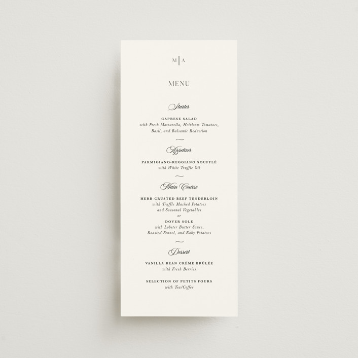 Classic & Timeless Long Menus by Lucrecia Caporale | Minted