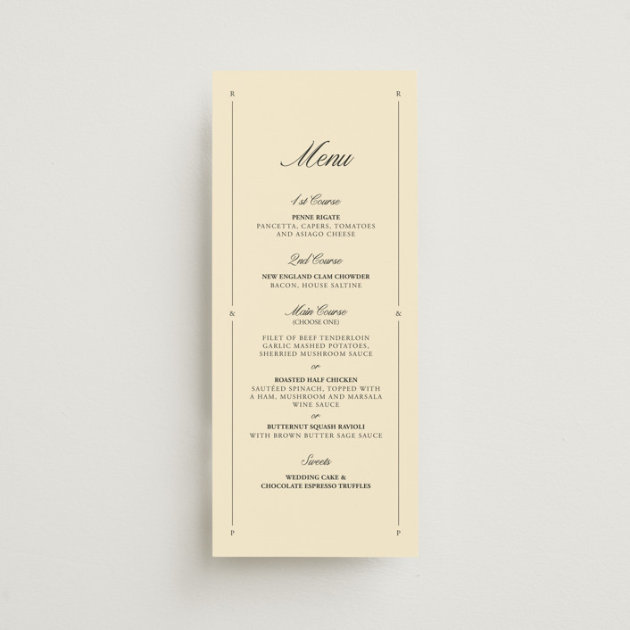 Elegant and Formal Long Menus by Jen Ramsey | Minted