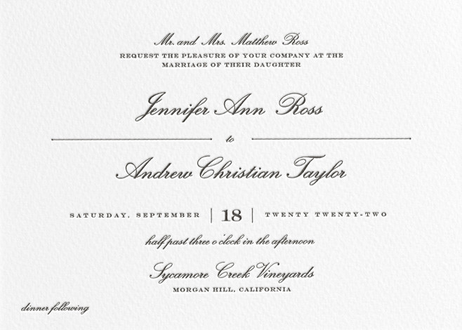 Formal Lines Letterpress Wedding Invitations by Eric Clegg | Minted