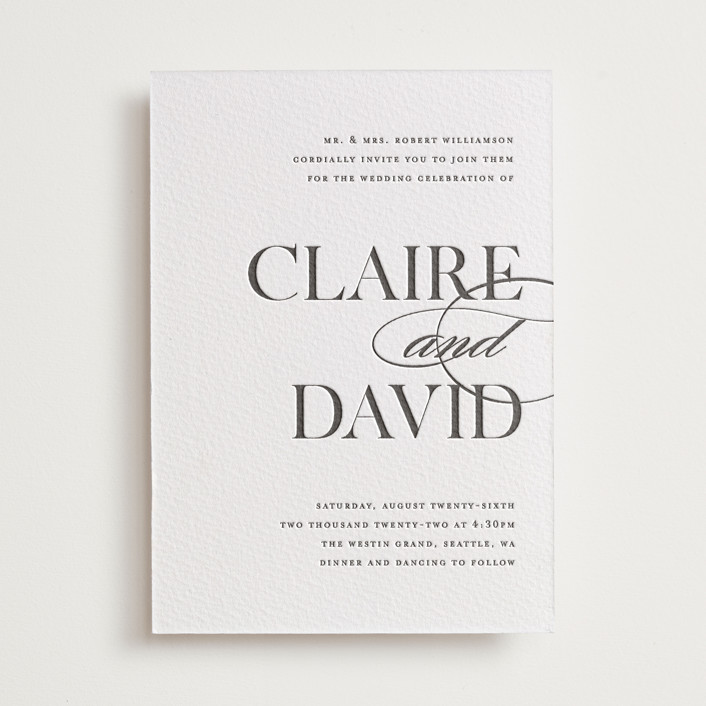 Minimal Elegance Letterpress Wedding Invitations by Kelly Schmidt | Minted