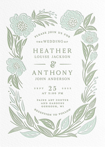 Floral Rising Letterpress Wedding Invitations by Paper Sun Studio | Minted