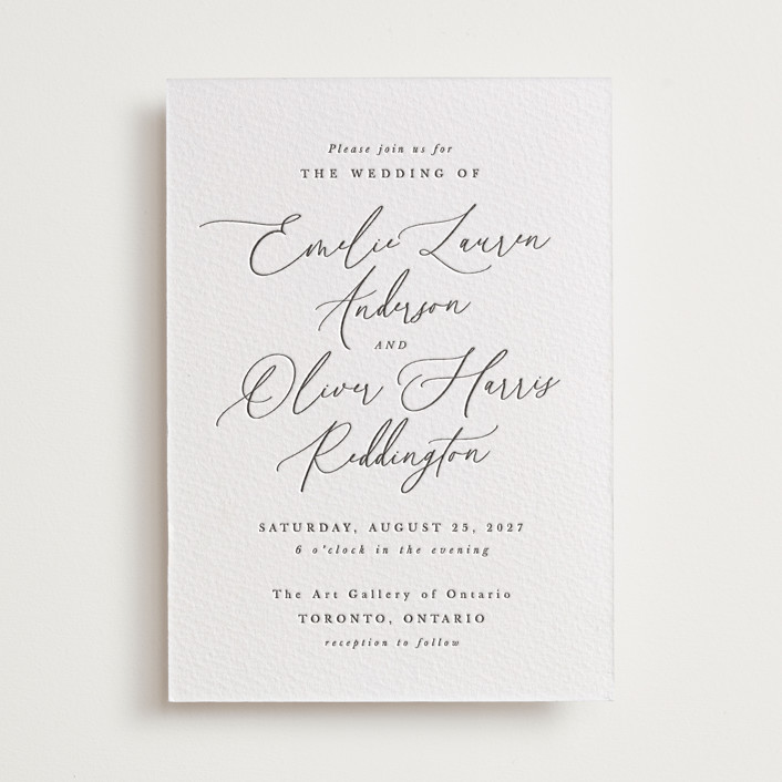 Modern Script Letterpress Wedding Invitations by Hooray Creative | Minted