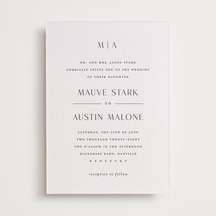 Simple Charm Letterpress Wedding Invitations by Stacey Meacham | Minted