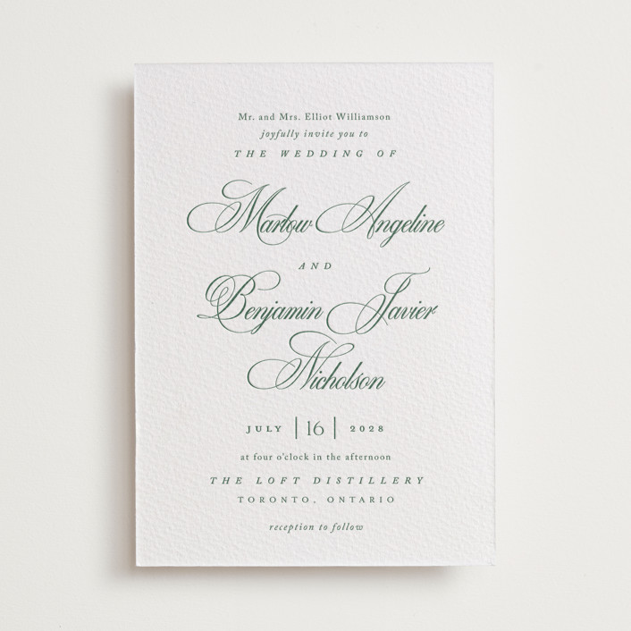 Chic Script Letterpress Wedding Invitations by Kelly Schmidt | Minted