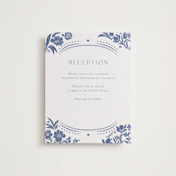 Porcelain Garden Letterpress Reception Cards by Corinne Malesic | Minted
