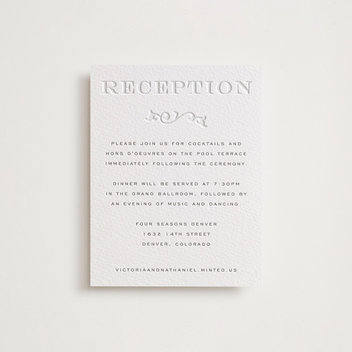 Classically Letterpress Reception Cards by Jenna Holcomb | Minted