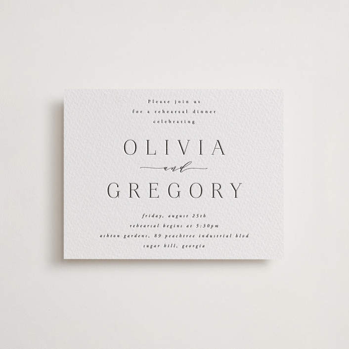 Classy Type Letterpress Rehearsal Dinner Cards by Hooray Creative | Minted