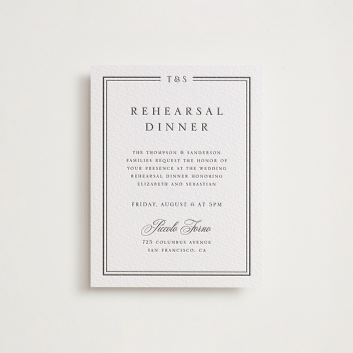 Classic Frame Letterpress Rehearsal Dinner Cards by Nicole Walsh | Minted
