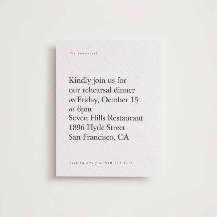 Westin Letterpress Rehearsal Dinner Cards by Hudson meet Rose | Minted