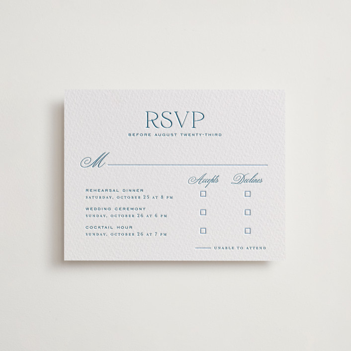 ricciarelli Letterpress Multi-Event RSVP Cards by chocomocacino | Minted
