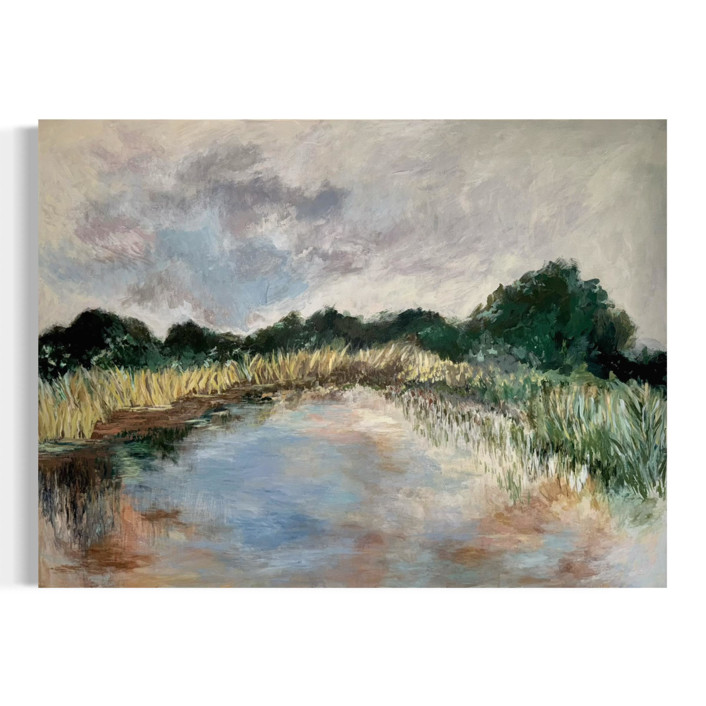 Still Water, Soft Sky (40x30) - Original Painting Original Painting by ...