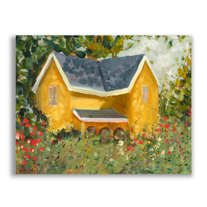 Yellow house Original Painting by Lindsay Megahed | Minted