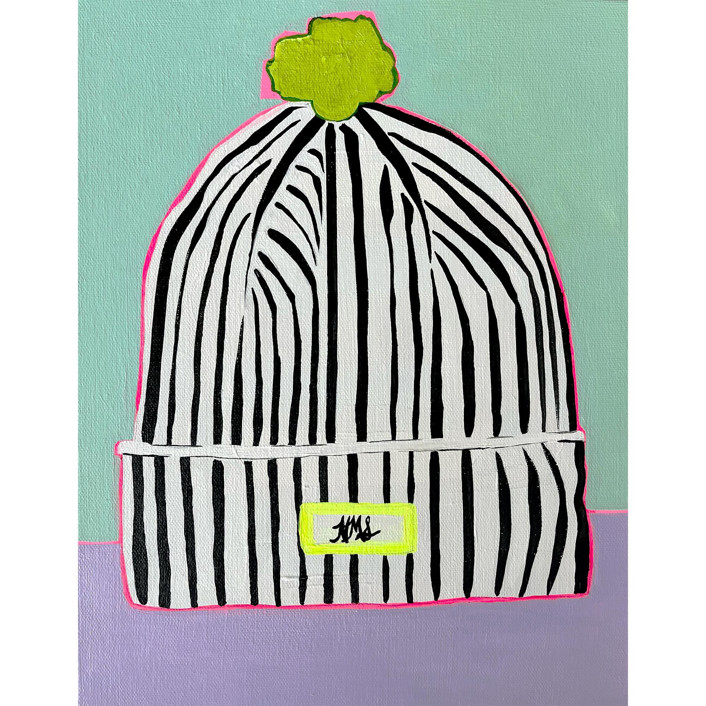 Striped Beanie Original Painting by Nicole Simms | Minted