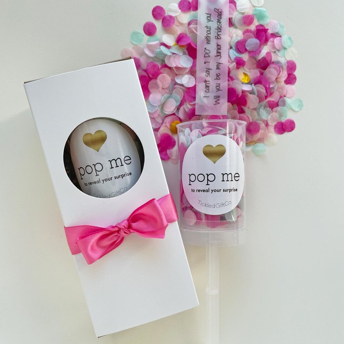 Junior Bridesmaid Confetti Popper Proposal - Aqua Pink Bridesmaid gifts ...