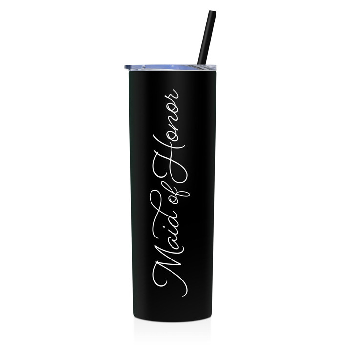 Maid of Honor Tumbler | Black | 20 Ounce Stainless Steel Bridesmaid ...