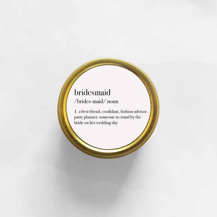 Bridesmaid Definition Soy Candle | Gold Travel Tin Bridesmaid gifts by ...