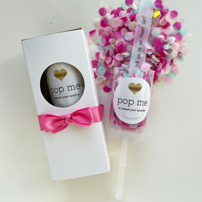 Flower Girl Confetti Popper Proposal - Aqua Pink Bridesmaid gifts by ...