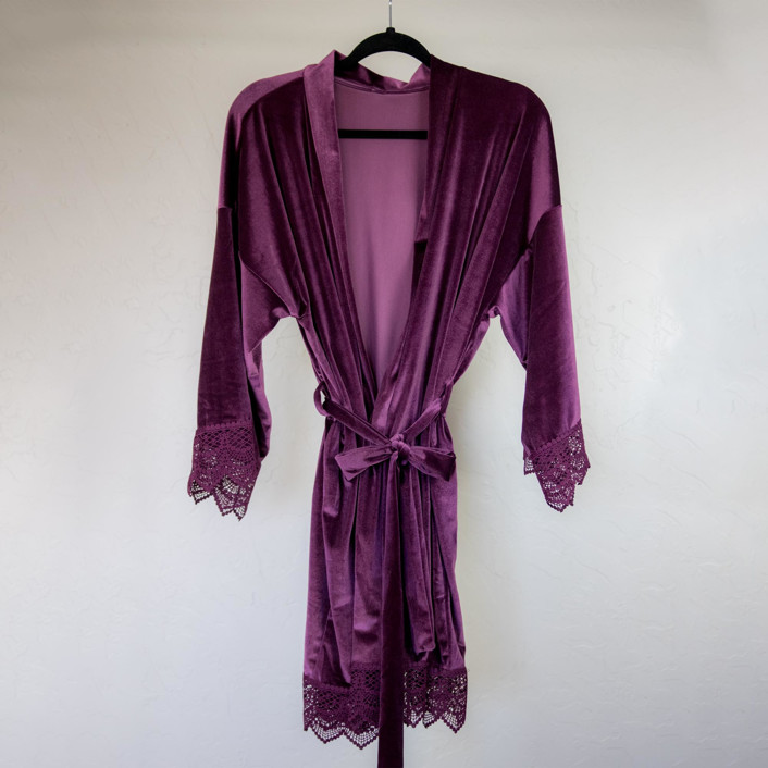 Plum Purple Velvet Robe Bridesmaid gifts by Jordan Perry | Minted