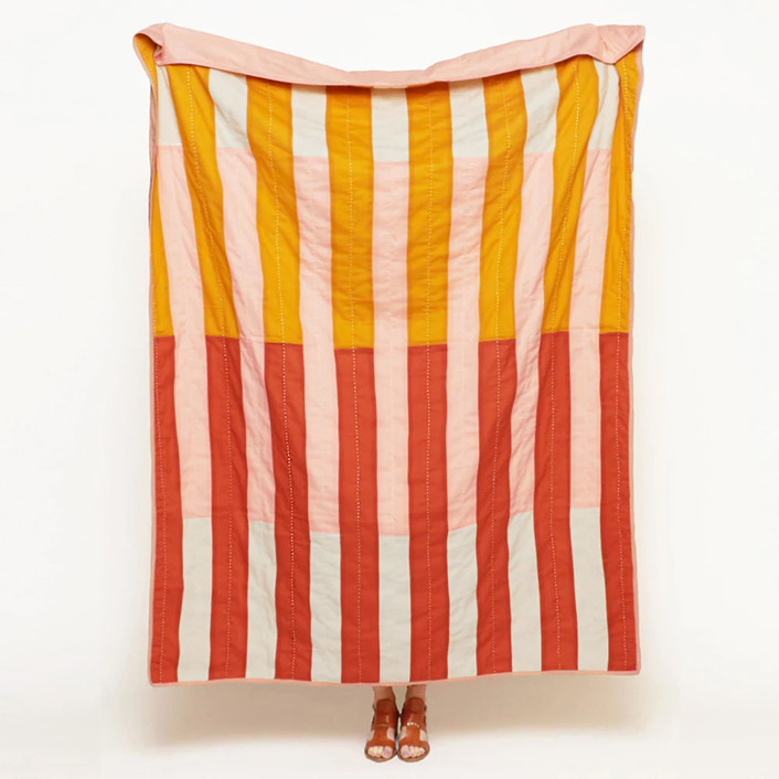 Offset Stripe Quilt Throw - Rust Blankets and Throws by Anchal | Minted
