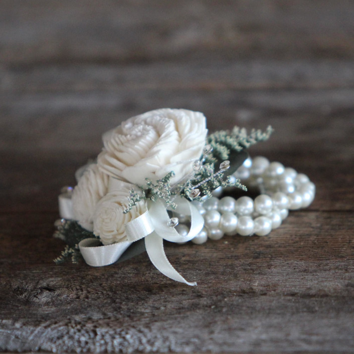 Traditional Faux Pearl Wristlet Corsage with Rhinestones | Wrist ...