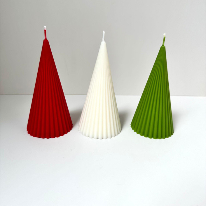 Red, White and Green Christmas Ribbed Candle Trio Set Candles & Holders ...