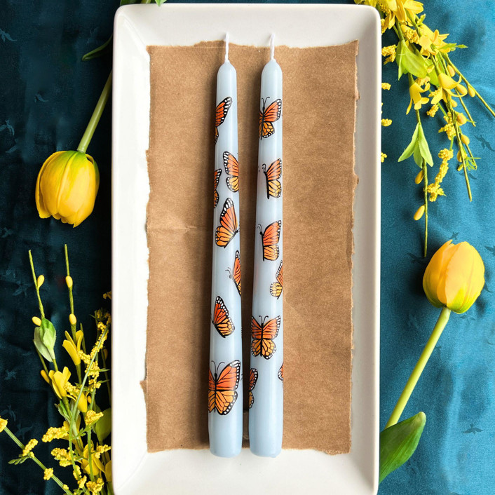 Set of 2 Monarch Butterfly Taper Candles Candles & Holders by Emily de ...