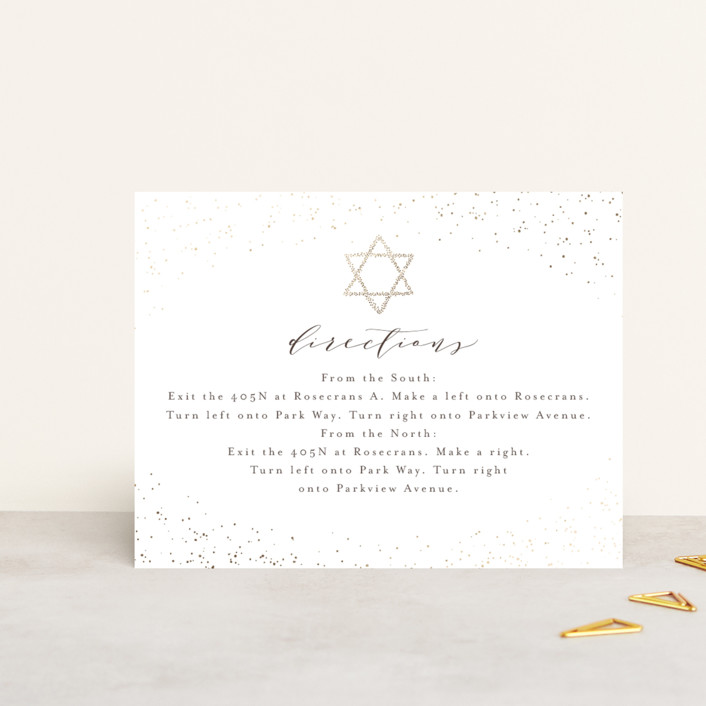 Golden Star of David Foil-Pressed Mitzvah Direction Cards by Shirley ...
