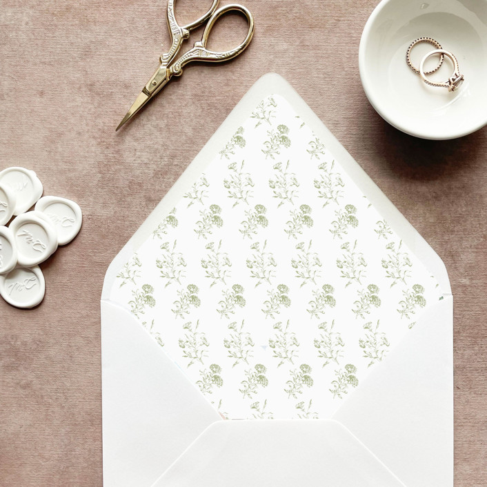 Sage Floral Toile Envelope Liner | Set of 10 | For 5x7” invitations ...
