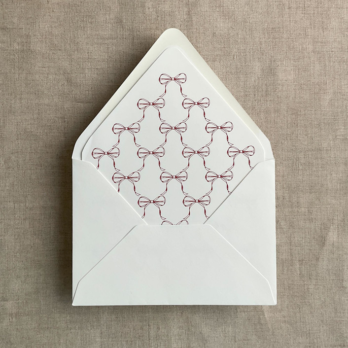 Red ribbon bows printed envelope liner for A7 euro flap envelope | pack ...